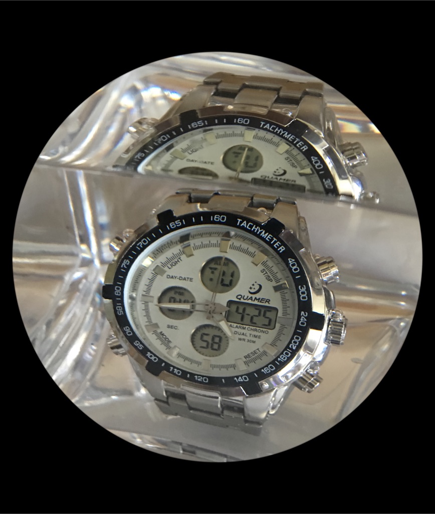 Watch PROMOCION Quamer WR 30m Chrone LED Digital Analogo Sport Dive ...