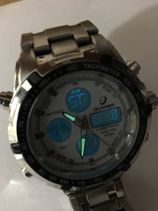 Watch PROMOCION Quamer WR 30m Chrone LED Digital Analogo Sport Dive ...