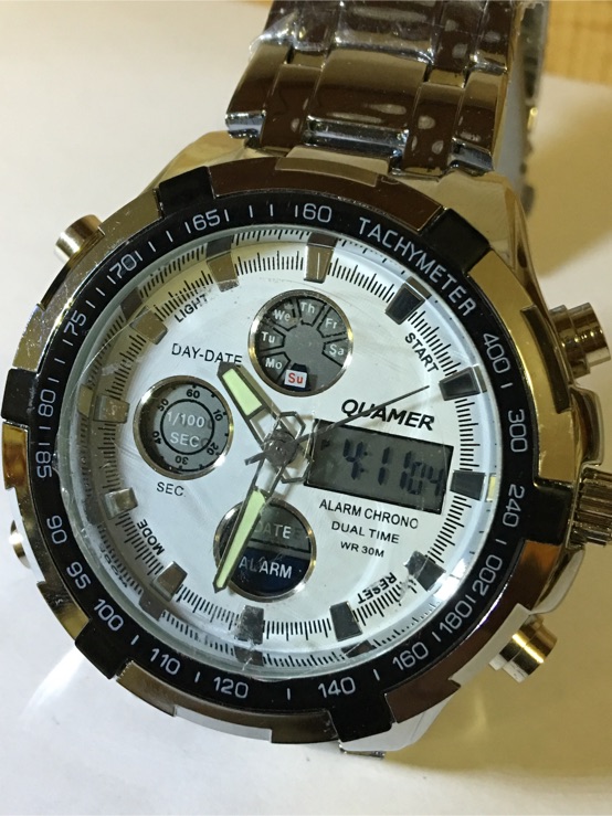 Watch PROMOCION Quamer WR 30m Chrone LED Digital Analogo Sport Dive ...